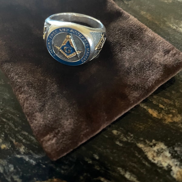 Masonic Ring Freemason Signet Ring AF & AM Ancient Free and Accepted ...
