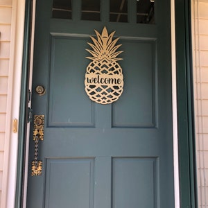 Welcome Pineapple, Front Door Wreath, Front Door Decor, Pineapple Decor ...