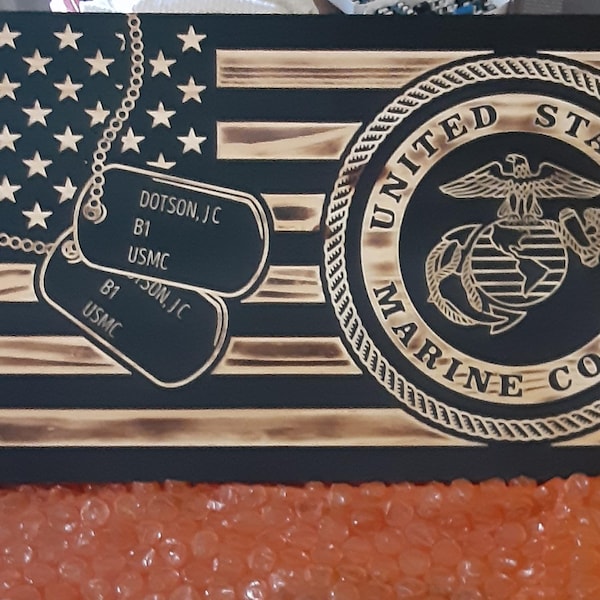 Rustic United States Marine (USMC) Dog Tag Flag - Etsy