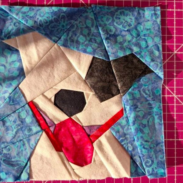 HAPPY PIT BULL Paper Pieced Block Pattern in Pdf, Quilt Block, Dog ...
