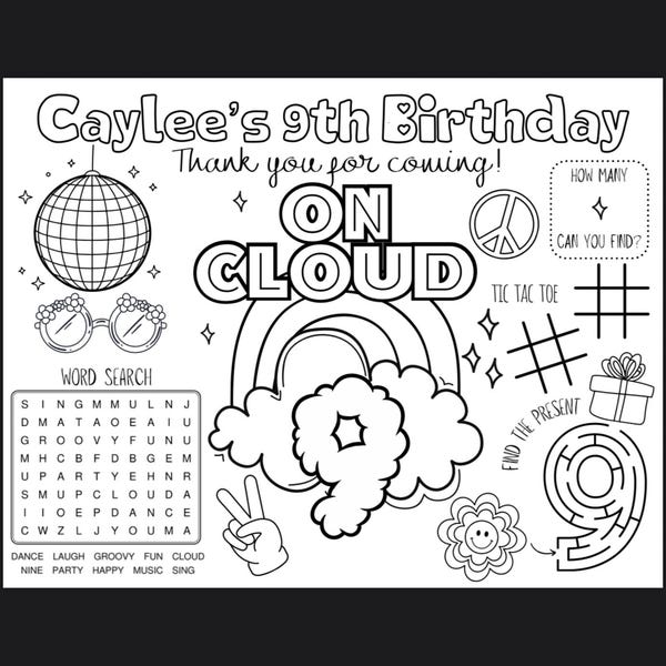 Art Birthday Party Activity Sheet: Personalized Placemat (digital ...