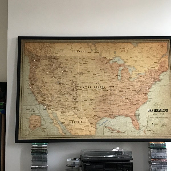 Push Pin Map USA, US Map With Pins, Travel Map Pinboard With ...
