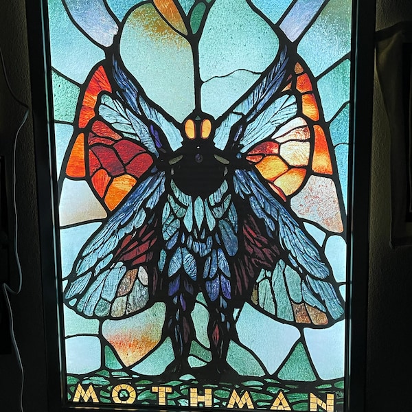 Mothman Stained Glass Velveteen Plush Blanket | Cryptid Throw Blanket ...