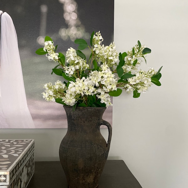 28" Cream Fake Lilacs Flower Branch, Faux Spring Flower Stem ...