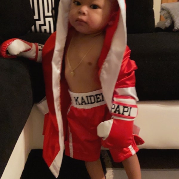 Knockout Combo: Personalized Baby Boxing Robe, Shorts, and Gloves Set ...