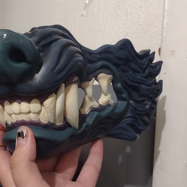 Snarling Wolf Mask - 3D Printed Demon Oni Half Mask - Etsy