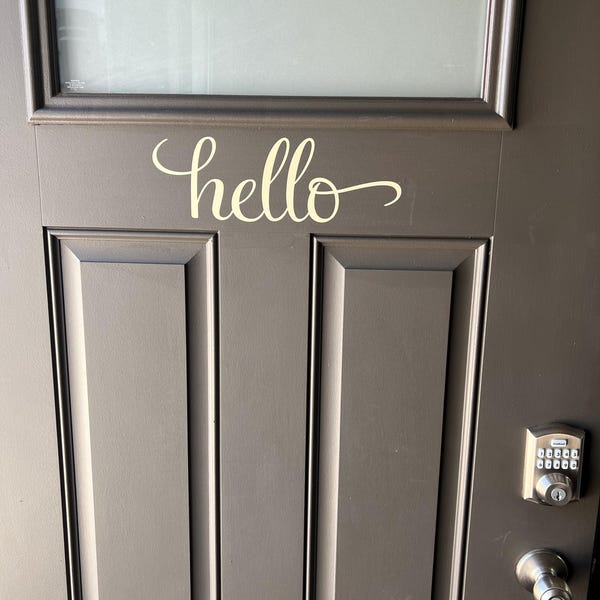 Hello Door Decal Front Door Greeting, Hello Sticker, Welcome to Our ...