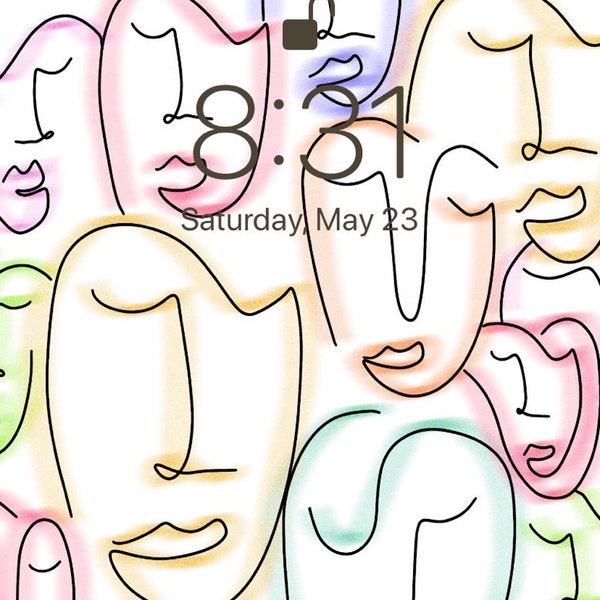 Patience Wall Art Print | Abstract Faces | One Line Drawing | Instant ...