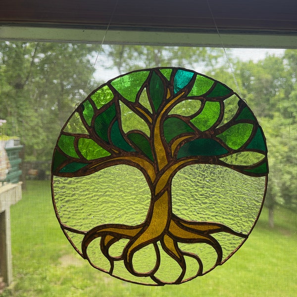 Tree of Life Stained Glass Pattern PDF Digital File-circle and Square ...
