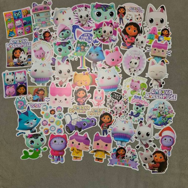 50pcs Gabby’s Dollhouse Stickers Funny Cartoon Cat Stickers for Kids ...