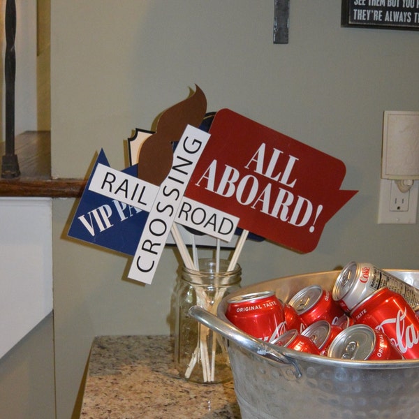 35 Train Party Printable Props, Conductor Train Themed Party Diy Photo ...