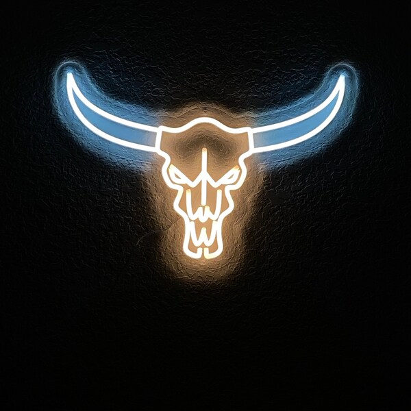 Bull Skull Neon Sign, Cow Skull Led Neon, Animal With Horns Light Sign ...