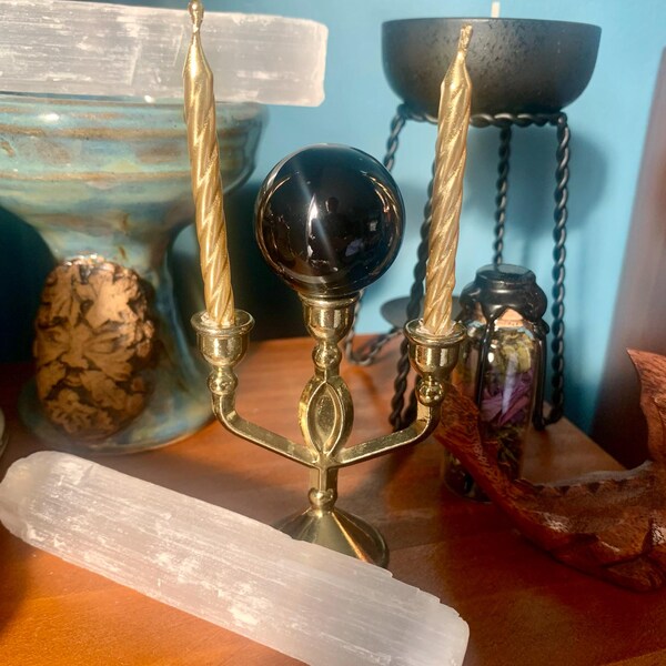 Ouija Scrying Mirror. GLASS Ritually Foxed Convex Black Mirror. Altar ...