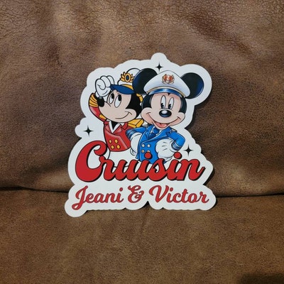 Captain Mickey Holding Family Name Banner Cruise Door Magnets - Etsy