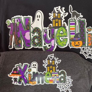 Halloween Doodle Letters With Clip Art PNG Files Make Your - Etsy