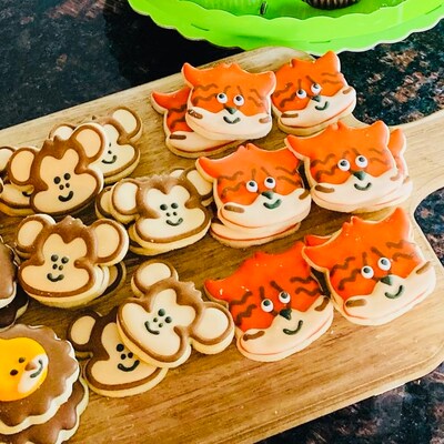 Mini Safari Jungle Cookies 2 1/2 Dozen Mini Cookies Mini Tiger, Monkey ...