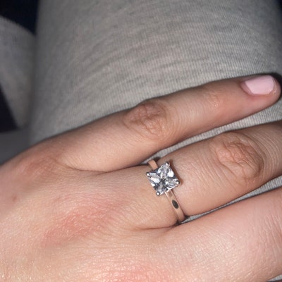 Sterling Silver 1.25ct Offset Princess Cut Emerald Diamond - Etsy