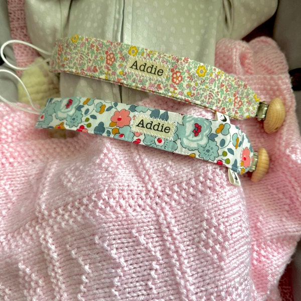 Dummy Clips / Liberty Print Baby Accessories Clip / Pacifier Clip ...