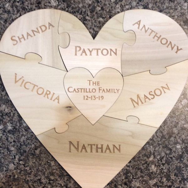 Custom Family Wooden Heart Puzzle - Family Unity Puzzle - Pregnancy ...