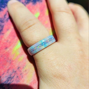 Unicorn Poop Ring With Opal Inlay 6mm Width Diamond Dust Ring ...