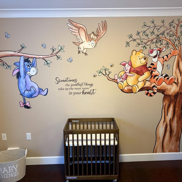 Winnie the Pooh and Friends on Tree With Quote Nursery Wall Decal ...