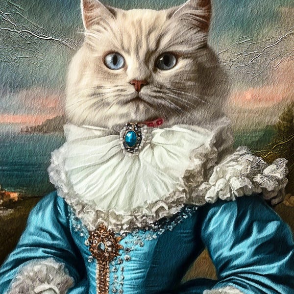 Renaissance Cat Portrait From Photo, Royal Cat Portrait, Cat Portrait ...
