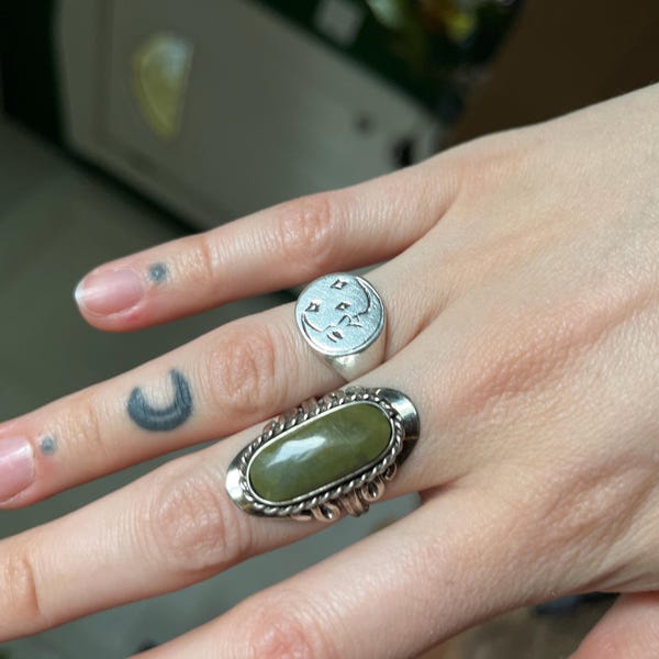 Serpentine Stone Ring: Handmade Peruvian Alpaca Silver Gemstone Jewelry ...