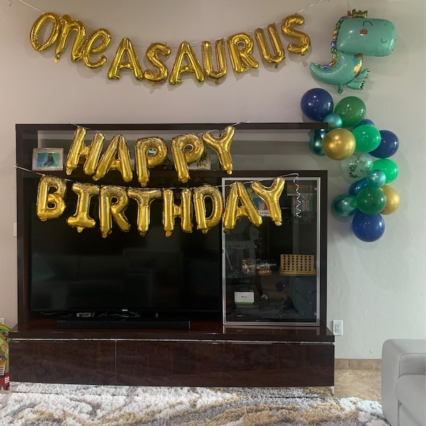 Oneasaurus Balloon Banner Dinosaur 1st Birthday Dino Decor Dinosaur ...
