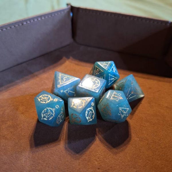 Green Jade DND Dice Set, Aventurine Sharp Edge D&D Dice Set, Dungeons ...