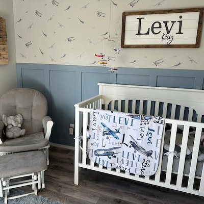 Wood Boy Crib Name Sign, Large Custom Baby Name Sign, Nursery Art Wall ...