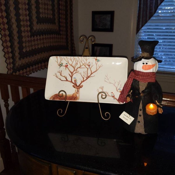 Primitive Snowman Scrooge With Battery Operated Tealight Candle, God ...