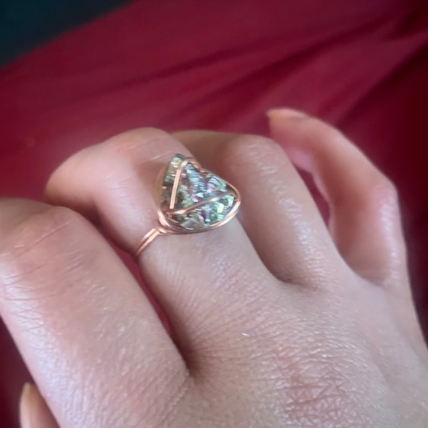 Raw Bismuth Crystal Ring, Pure Copper Bismuth Ring, Rainbow Bismuth ...