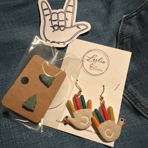 Handprint Turkey Clay Earrings - Etsy