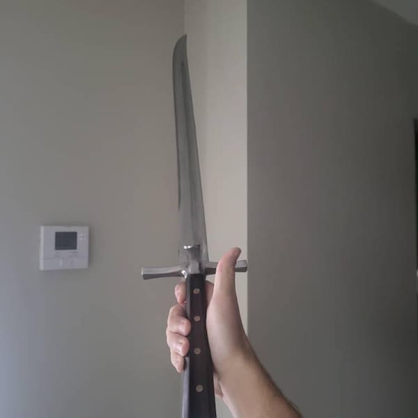Hand Forged Messer Sword: 27.5 Inch Carbon Steel Blade, Leather ...
