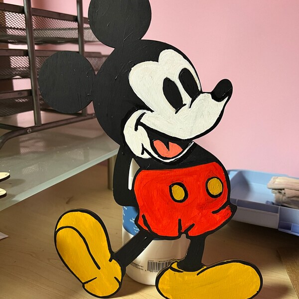 Mickey Mouse Wooden Cutout Shape, Wooden Mickey Mouse for Crafts ...