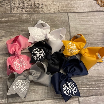 Monogrammed Hair Bow Hair Bow With Initial Embroidered Bow Big Hair ...