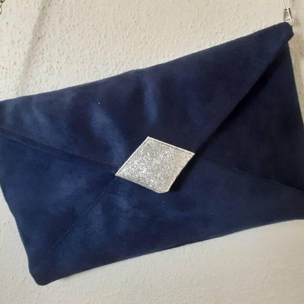 Navy Blue Wedding Clutch Bag, Silver Sequins / Customizable Evening ...