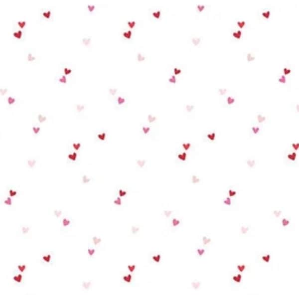 Heart Cotton Fabric by the Yard - Seasonal Basics Hearts White - Riley ...