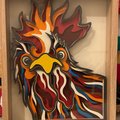 Peeking Rooster 3D Layered SVG for Cardstock/ Colorful Chicken ...