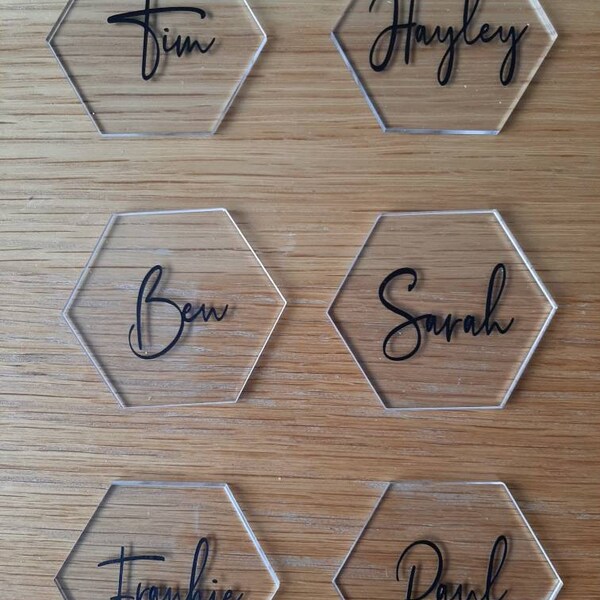 Acrylic Place Settings, Name Settings, Place Names, Hexagon Place ...