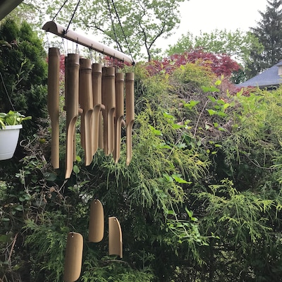Classic Bamboo Wind Chimes With Circle Top, Deep Tone Soothing Sound ...