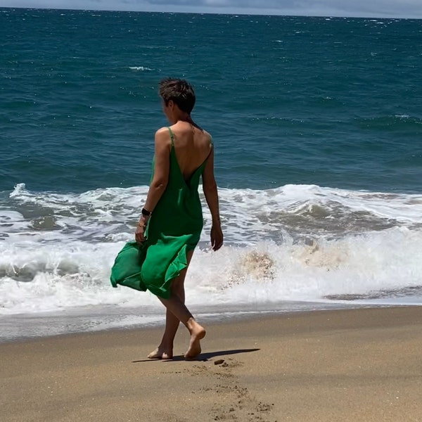 Linen Loose White Summer Feminine LUNA Dress / Comfort Women Vacation ...