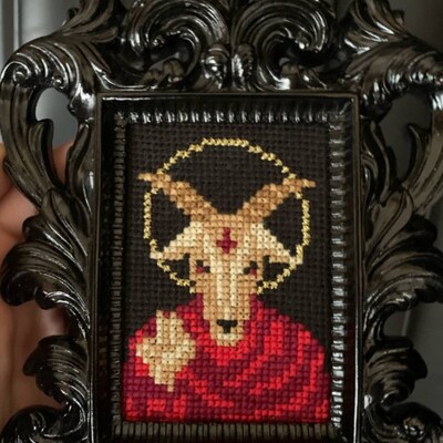 Saintly Goat Satanic Gothic Cross Stitch Pattern Mini Cross Stitch ...