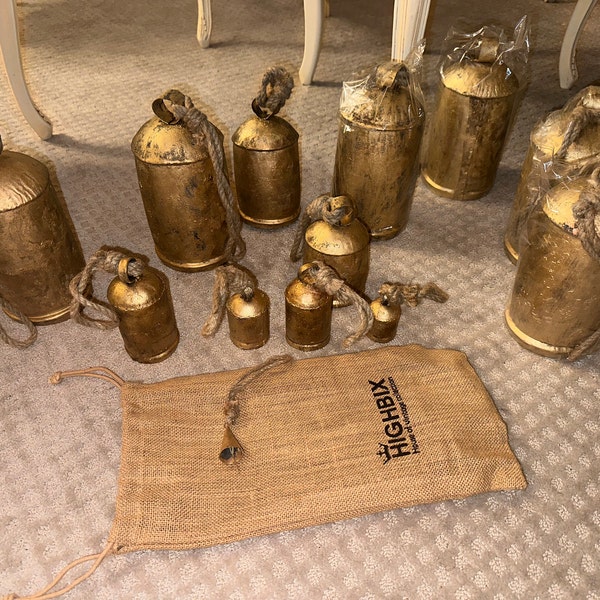 Handmade Golden Brass Bells With Hanging Rod: Boho Wall Decor - Etsy