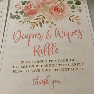 Baby Shower Diapers & Wipes Raffle Sign and Ticket Cards, Printable ...