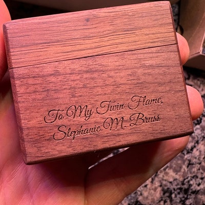 Flip Wood Ring Box Engraved Secret Single Ring Engagement Ring Box ...