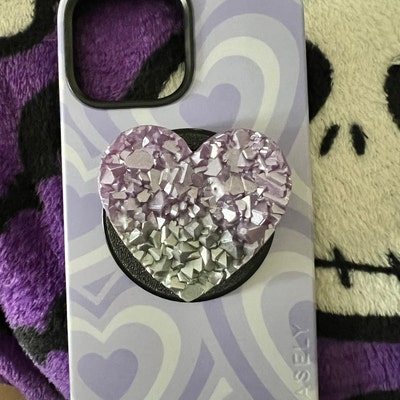 Heart Druzy Popsocket™, Heart Popgrip™, Rainbow Heart Popsocket, Black ...