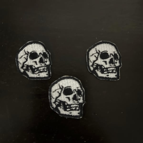 Skull Machine Embroidered Patches Set of Three Tiny Human Skull Patches ...