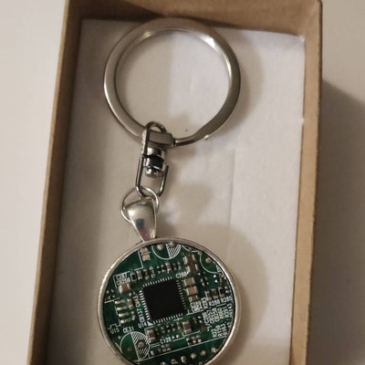 Circuit Board Keychain, Recycled Gift for Computer Nerd, Cool Geeky ...