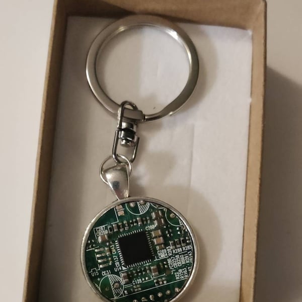 Circuit Board Keychain, Recycled Gift for Computer Nerd, Cool Geeky ...